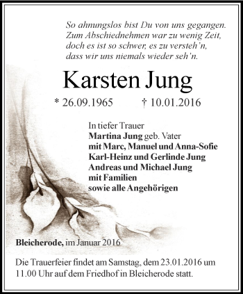 Traueranzeigen von Karsten Jung | trauer-in-thueringen.de