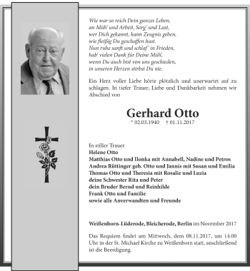 Traueranzeigen von Gerhard Otto | trauer-in-thueringen.de
