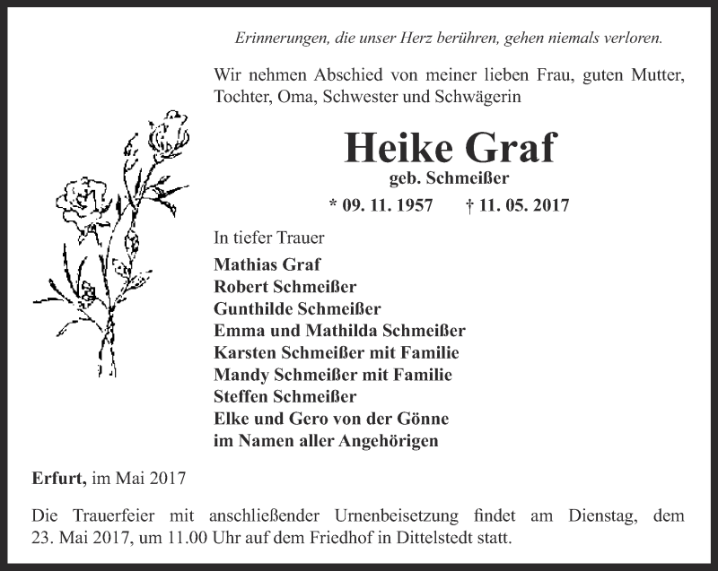 Traueranzeigen von Heike Graf | trauer-in-thueringen.de