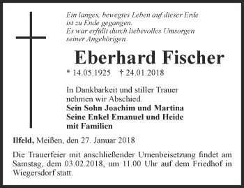 Traueranzeigen von Eberhard Fischer | trauer-in-thueringen.de