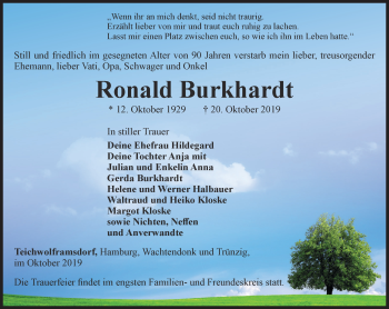 Traueranzeigen von Ronald Burkhardt | trauer-in-thueringen.de