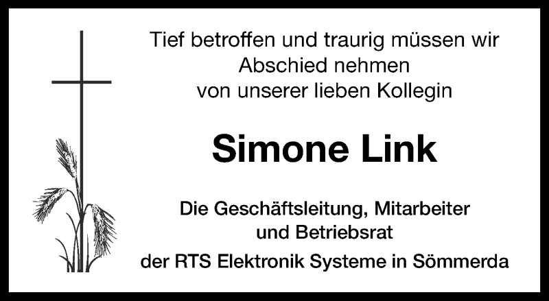 Traueranzeigen von Simone Link | trauer-in-thueringen.de