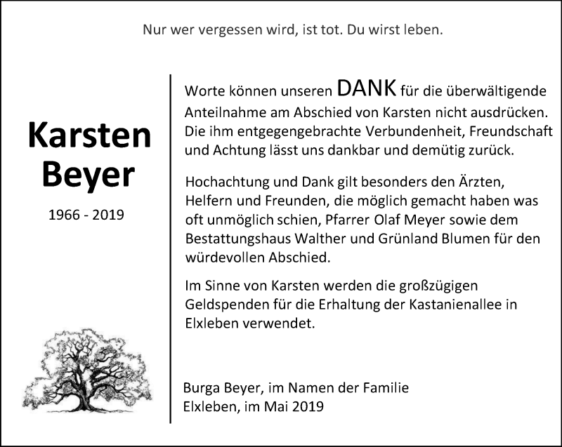 Traueranzeigen von Karsten Beyer | trauer-in-thueringen.de