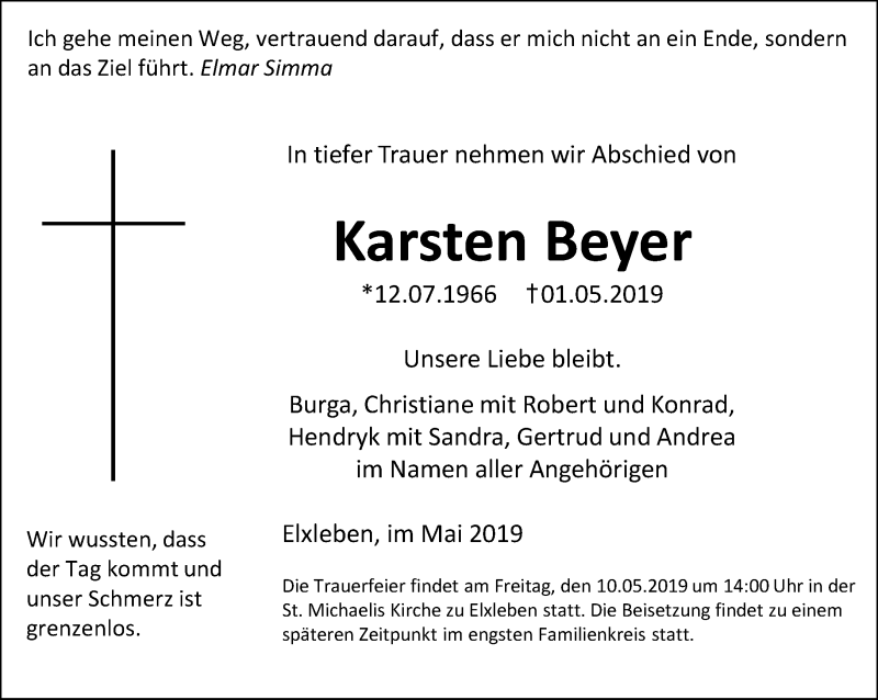 Traueranzeigen von Karsten Beyer | trauer-in-thueringen.de
