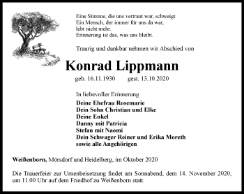 Traueranzeigen von Konrad Lippmann | trauer-in-thueringen.de