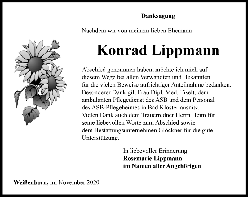 Traueranzeigen von Konrad Lippmann | trauer-in-thueringen.de