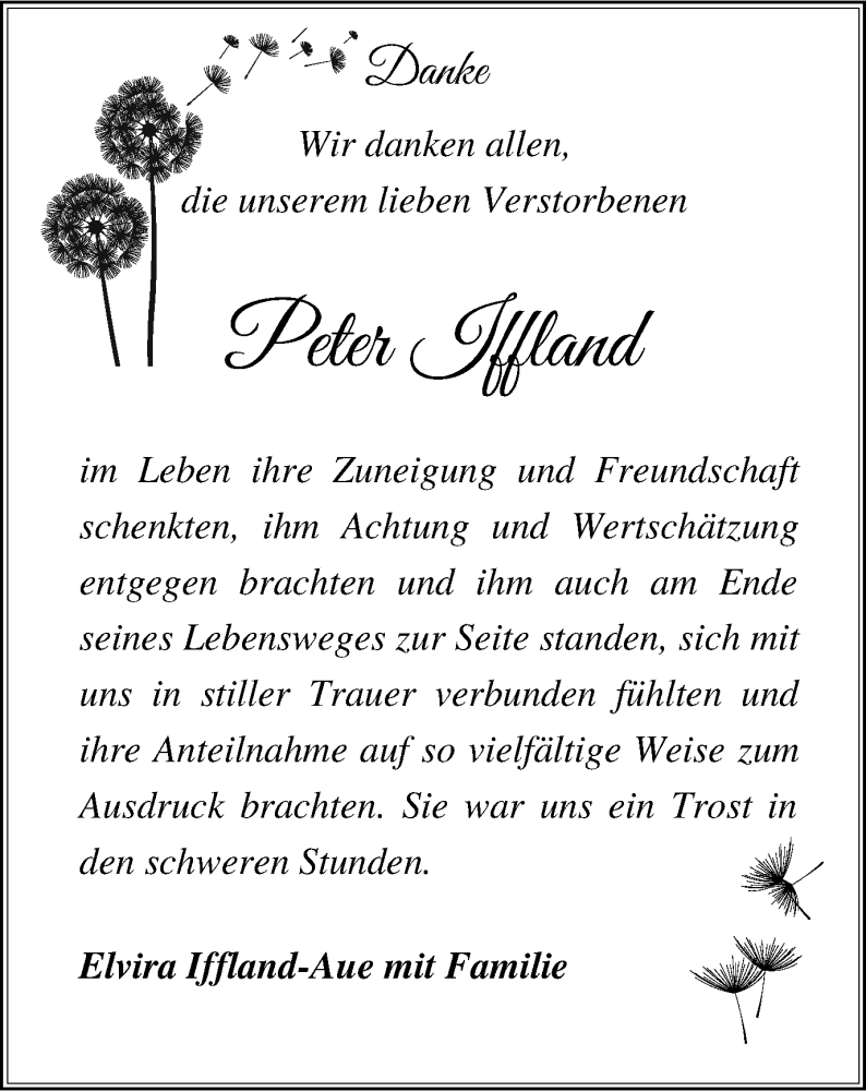 Traueranzeigen von Peter Iffland | trauer-in-thueringen.de